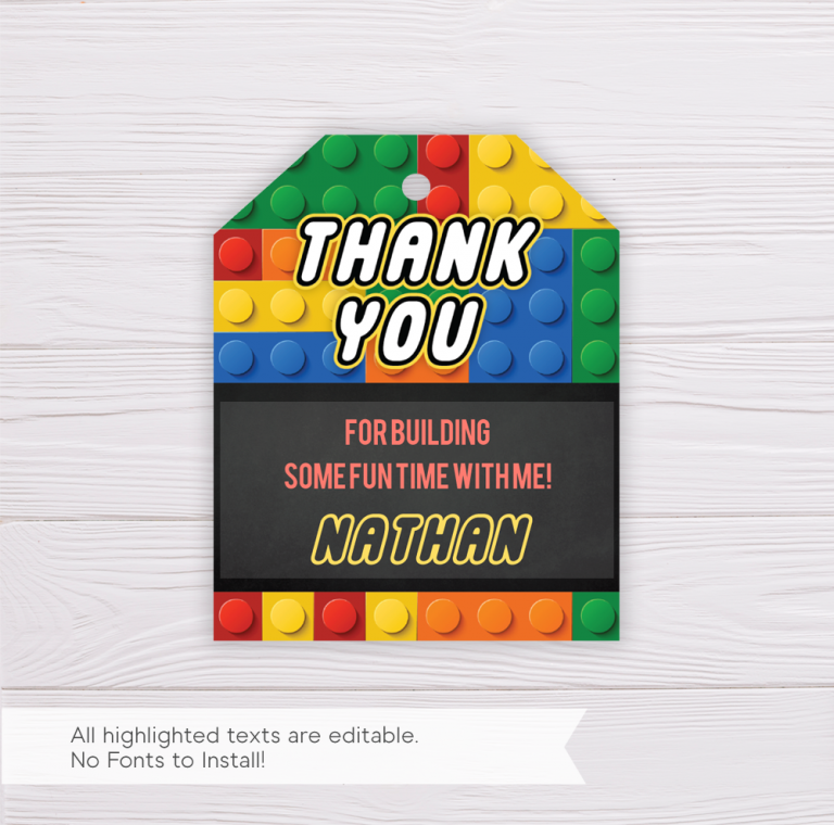 Lego Thank You Card Template | Dgtally