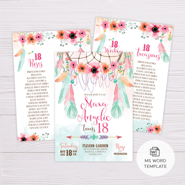 Bohemian Debut Invitation Template - Lavender/Purple Flowers, Floral ...