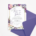 Purple & Blush Floral Save the Date Template - Dgtally
