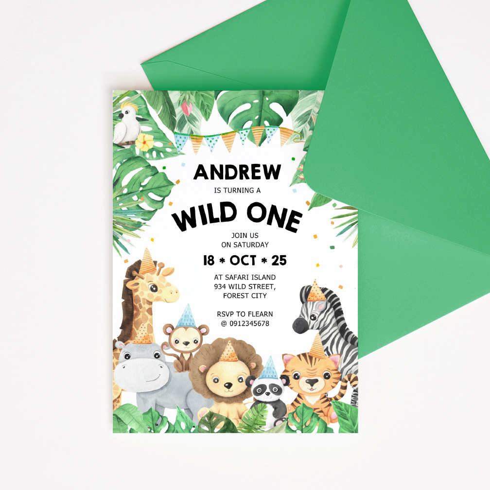 Safari Birthday Invitation Template - Dgtally